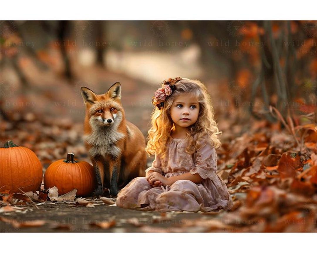 Fall Fox Digital Backdrop: Autumn Woodland Portrait (digital Download ...