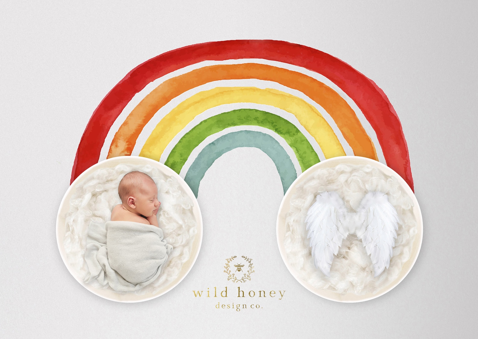 Rainbow Newborn Digital Backdrop Baby Angel Wings Feathers - Etsy