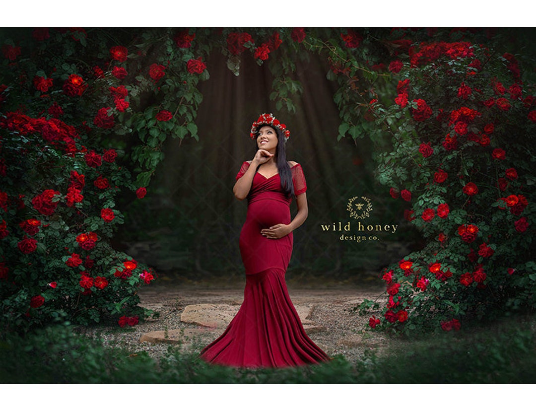 Forest Roses Digital Backdrop, Flowers, Digital Background for ...