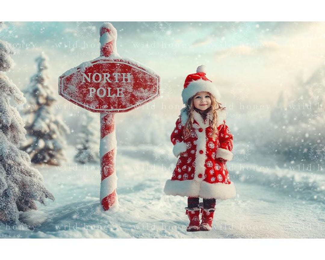 North Pole Christmas Digital Backdrop: Winter Holiday Scene (9000x6000 ...