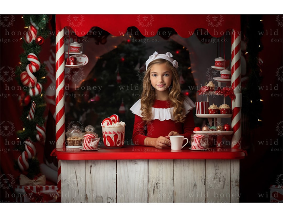 Christmas Candy Stand Digital Backdrop, Holiday Confections (digital ...