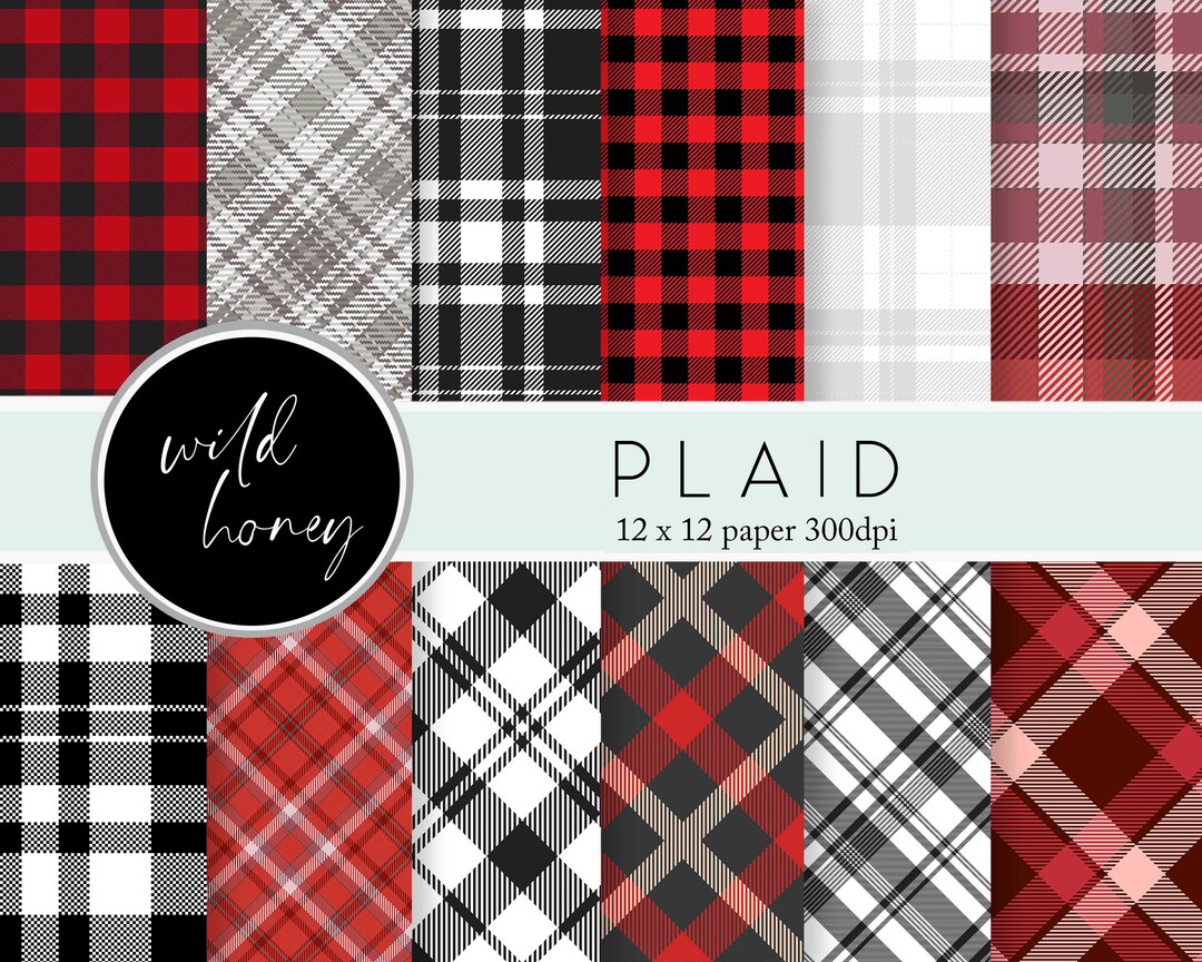 Plaid Digital Paper, Red Check, Buffalo Plaid, Christmas, Lumberjack ...