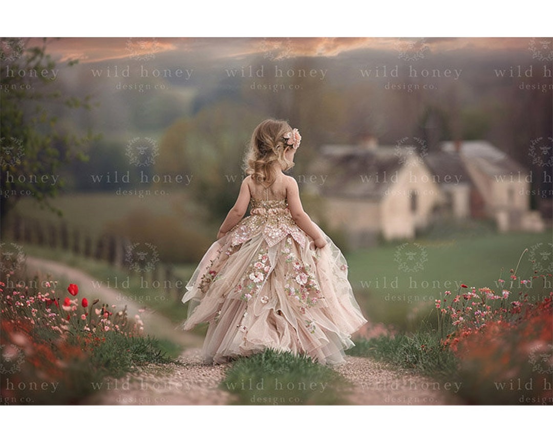 Landscape Digital Backdrop, Farm Path, Flowers, Fields, Path, Rural ...