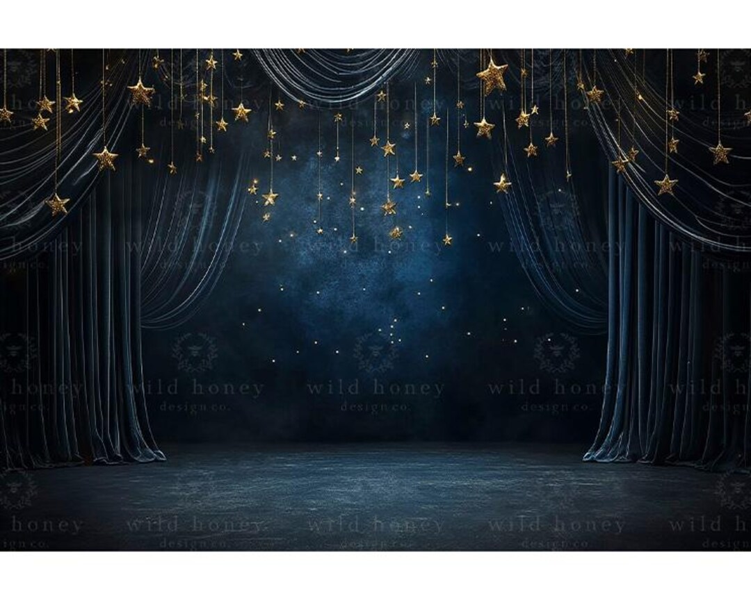 Star Stage Digital Backdrop: Midnight Blue & Gold (digital Download) - Etsy