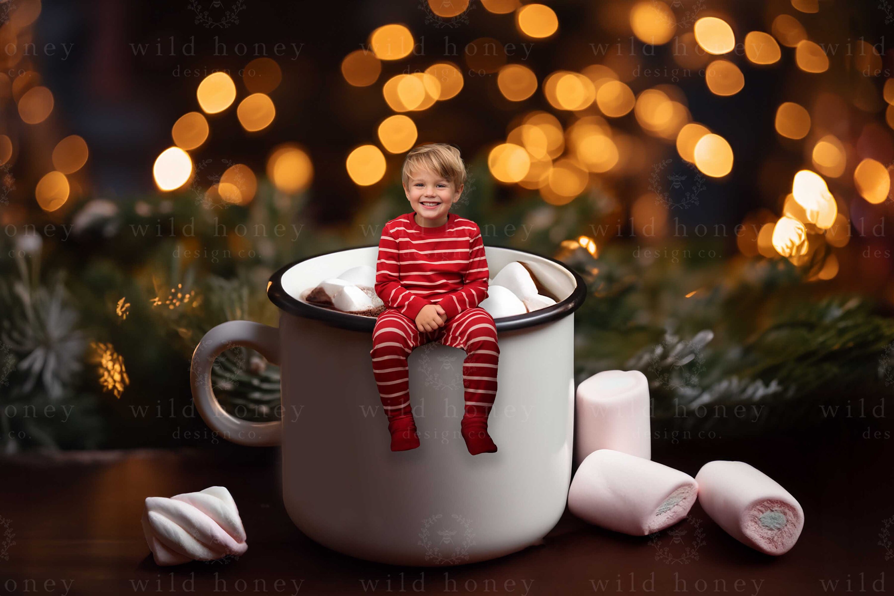 Hot Chocolate Digital Backdrop, Cocoa, Christmas, Golden Bokeh, Xmas ...