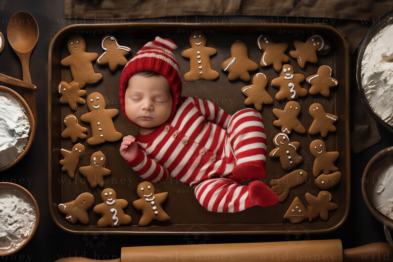 Gingerbread Baby Digital Backdrop: Holiday Newborn Photography (digital ...
