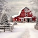 Christmas Red Barn Digital Backdrop, Snow, Trees, Fences, Xmas, Digital Background for ...