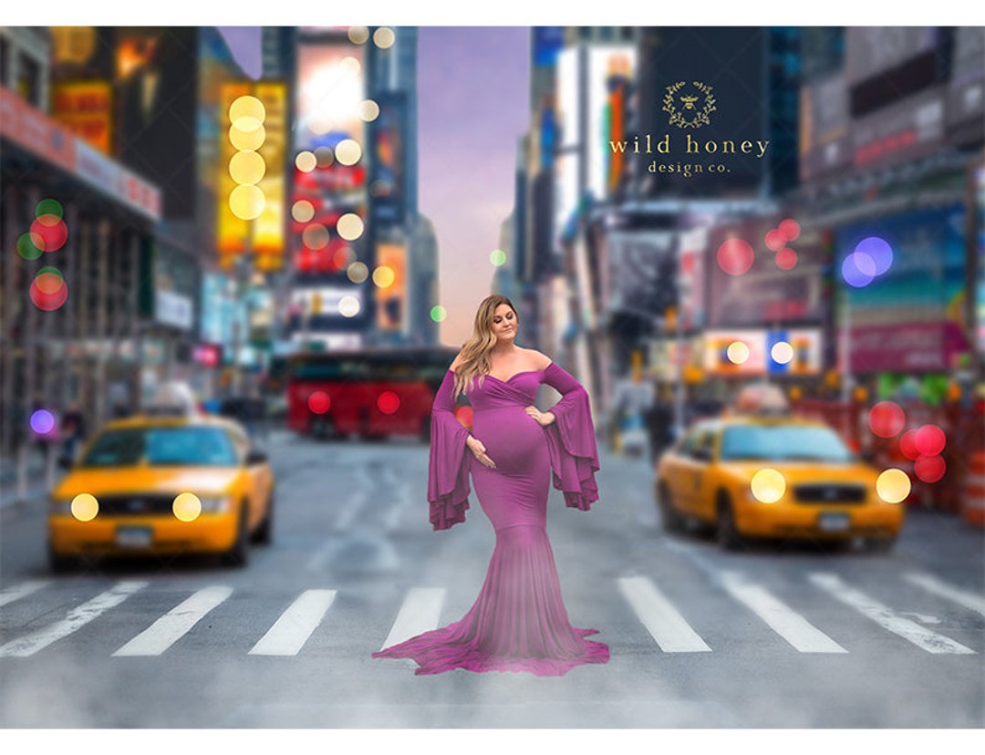 Times Square Photography Backdrop: New York City Lights (digital PSD ...