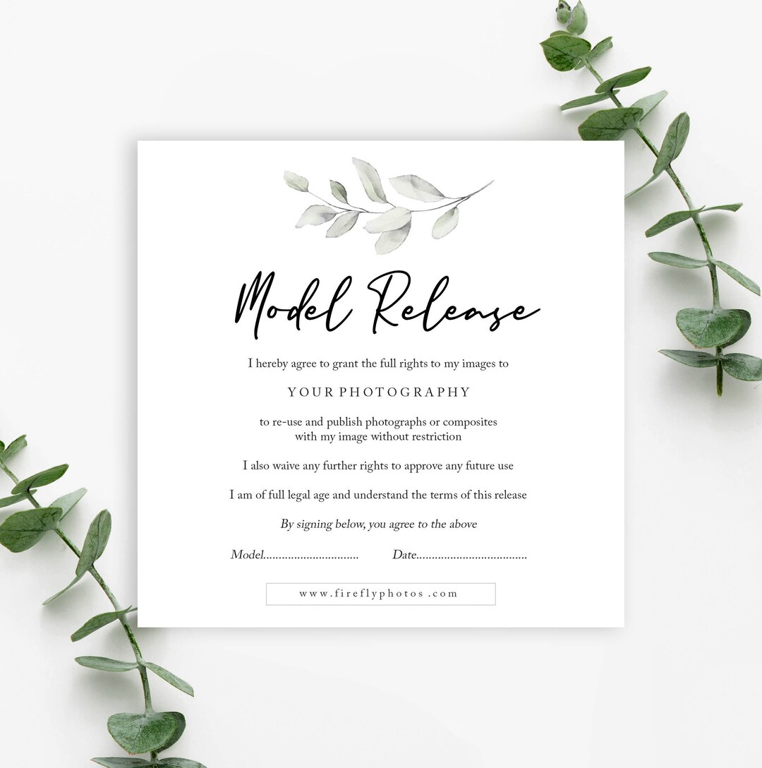 Photography Model Release Form for PHOTOSHOP and WORD, Photographer ...