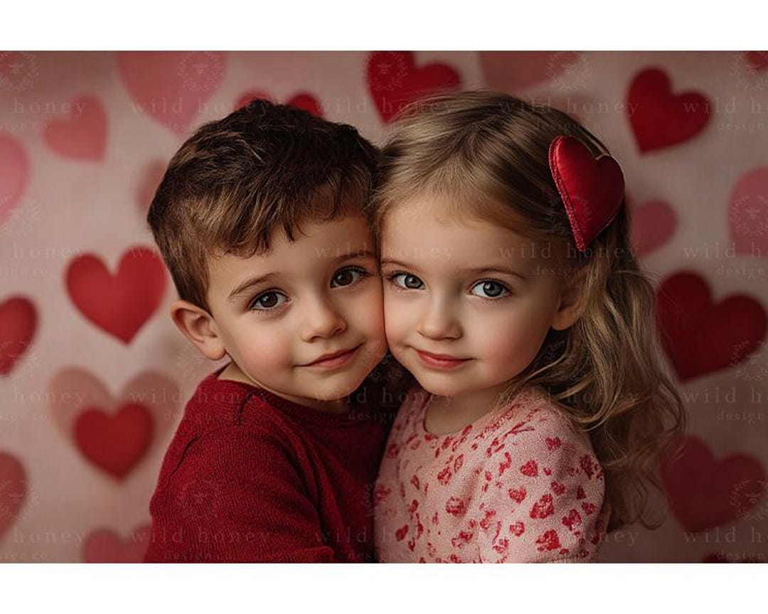 Red Hearts Studio Digital Backdrop, Studio, Love, Hearts, Valentines ...