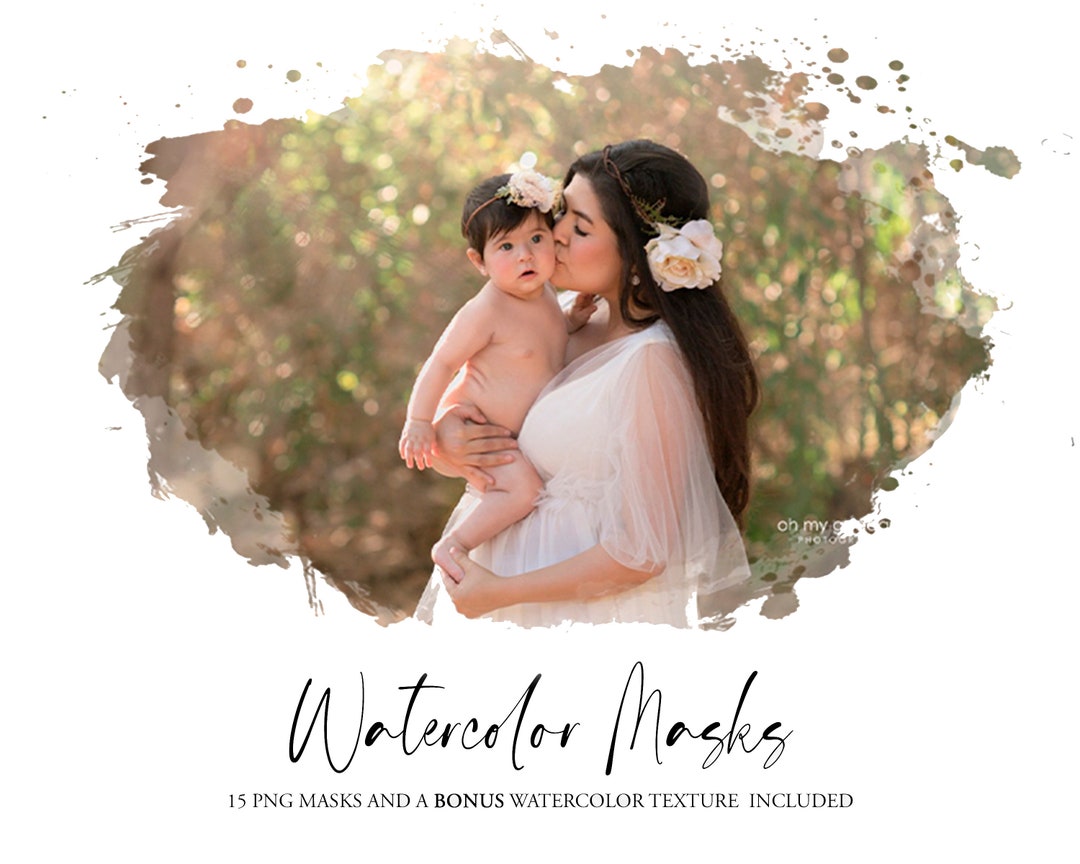 Watercolor Masks, 15 PNG Masks, Watercolor Texture, Watercolor Paper ...