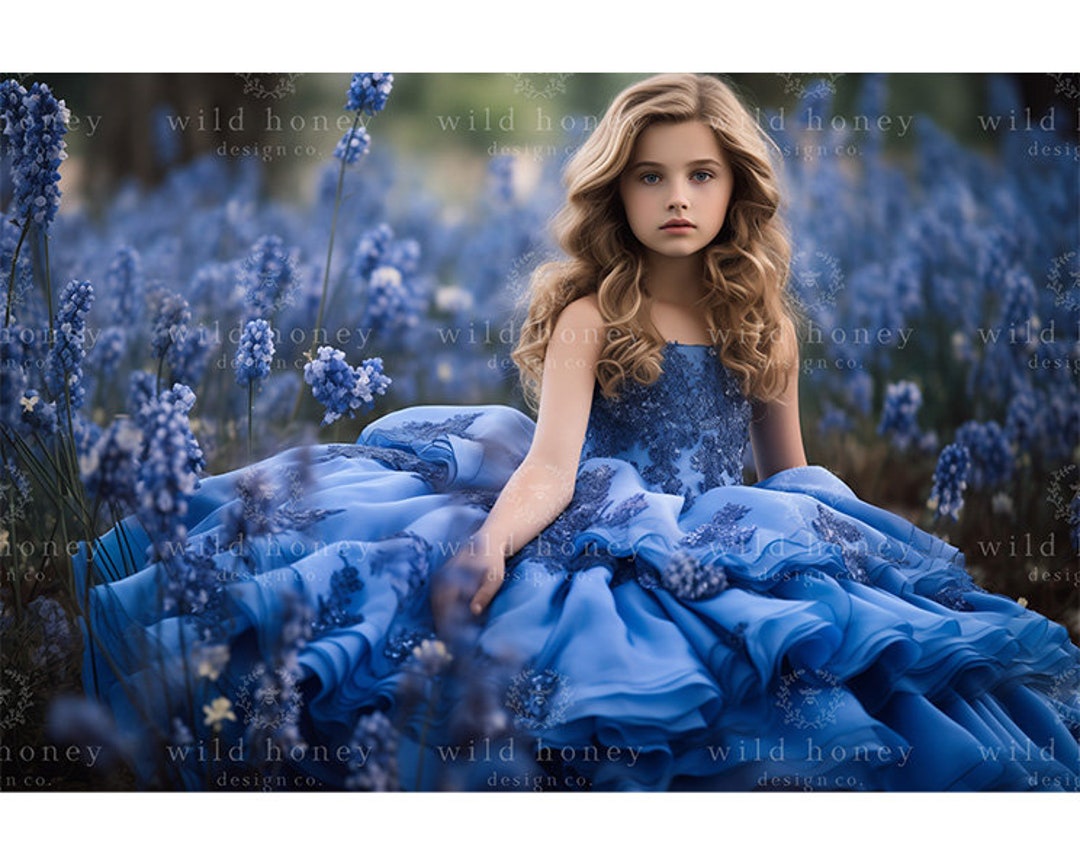 Blue Flower Field Digital Backdrop, Spring, Summer, Wildflowers, Flower ...