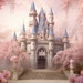 Painted Princess Castle Digital Backdrop, Palace, Pink Flowers ...