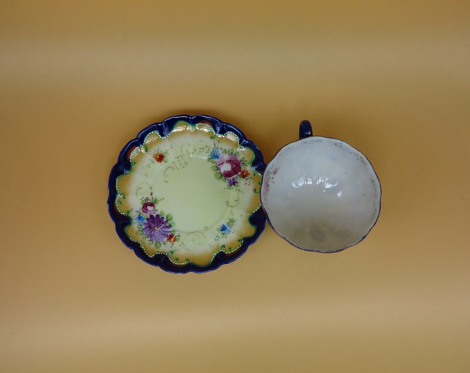 Nippon Hand Painted Three Footed Tea Cup and Saucer Made in Japan - Etsy
