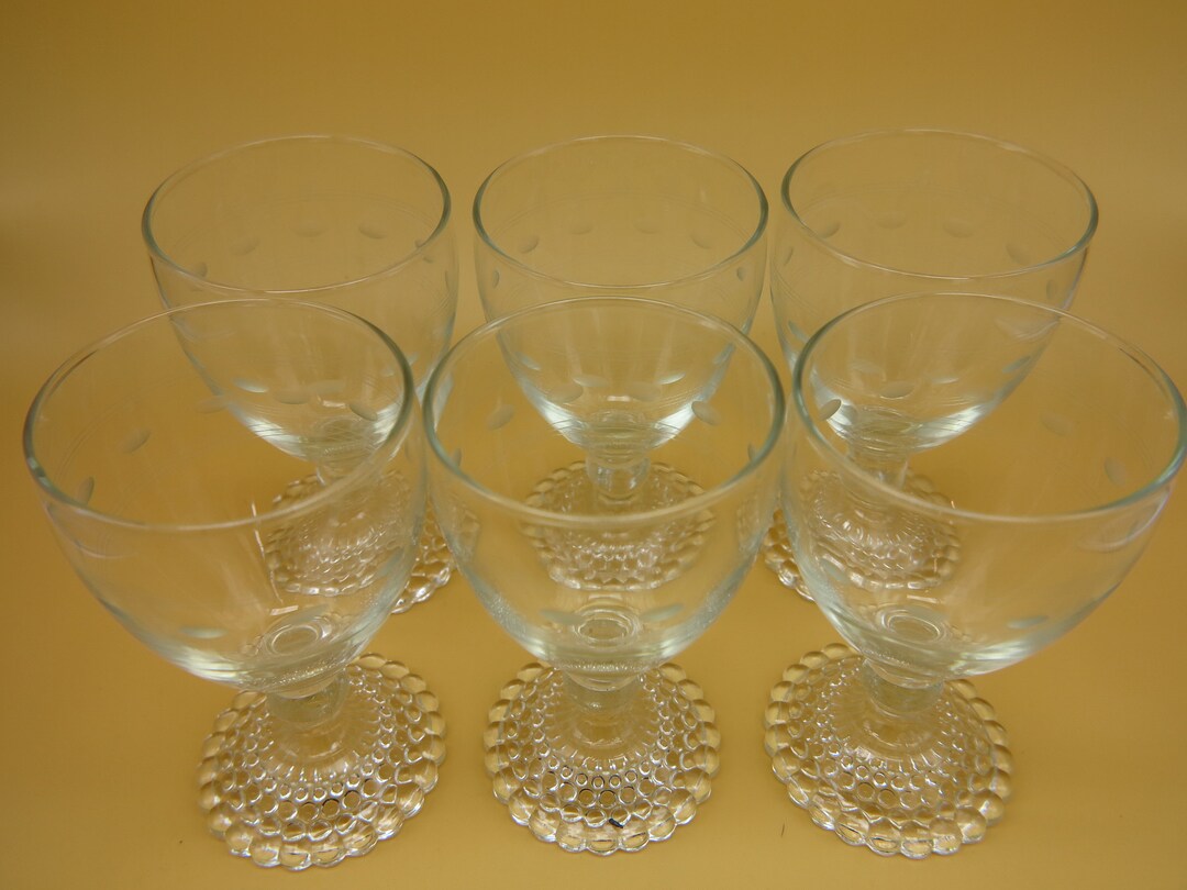 Hocking Glass Co. Depression Glass Set of Six Bubble Pattern 8 Oz Wine ...