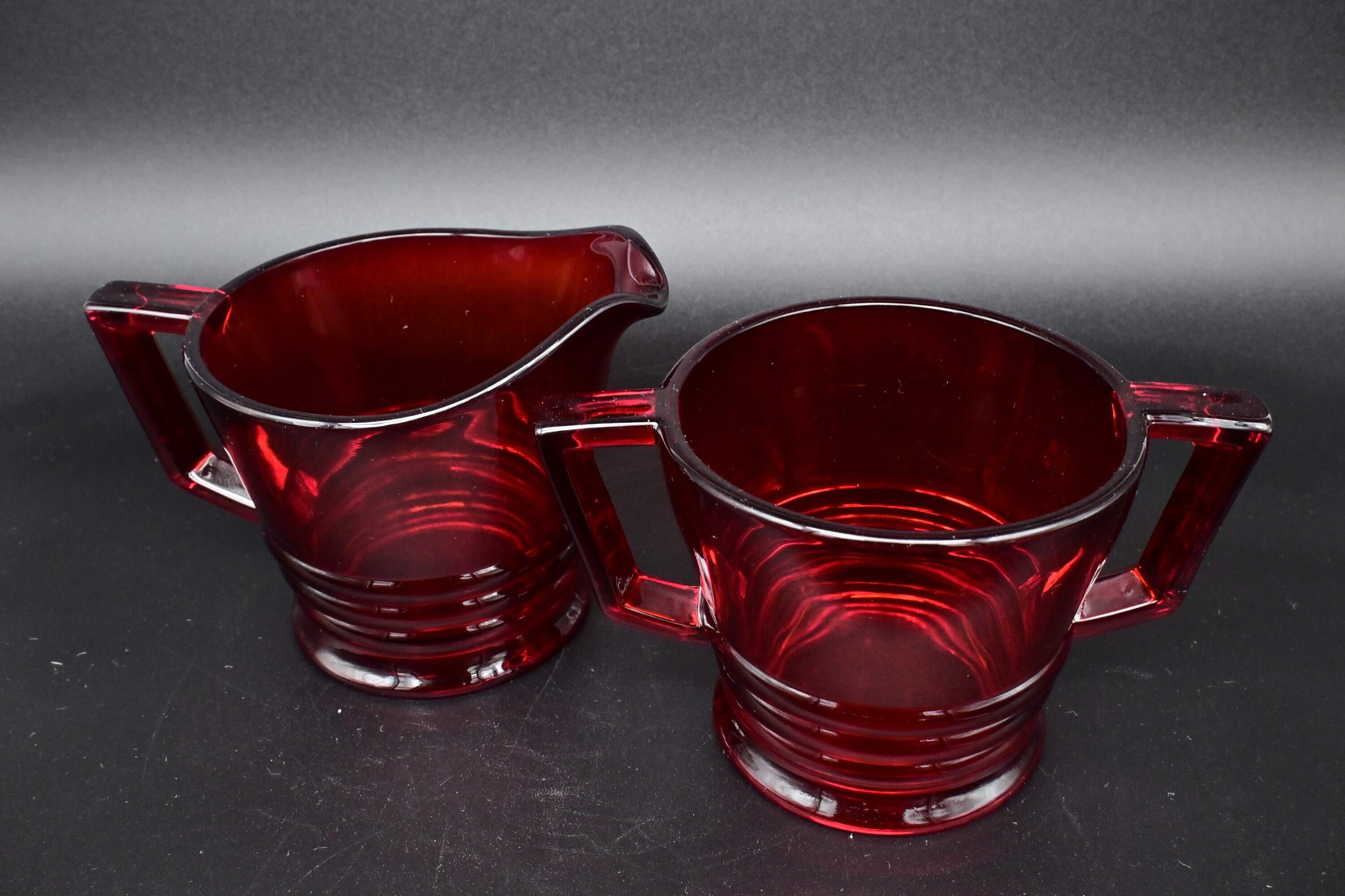 Ruby Red Depression Glass Creamer and Open Sugar Bowl - Etsy