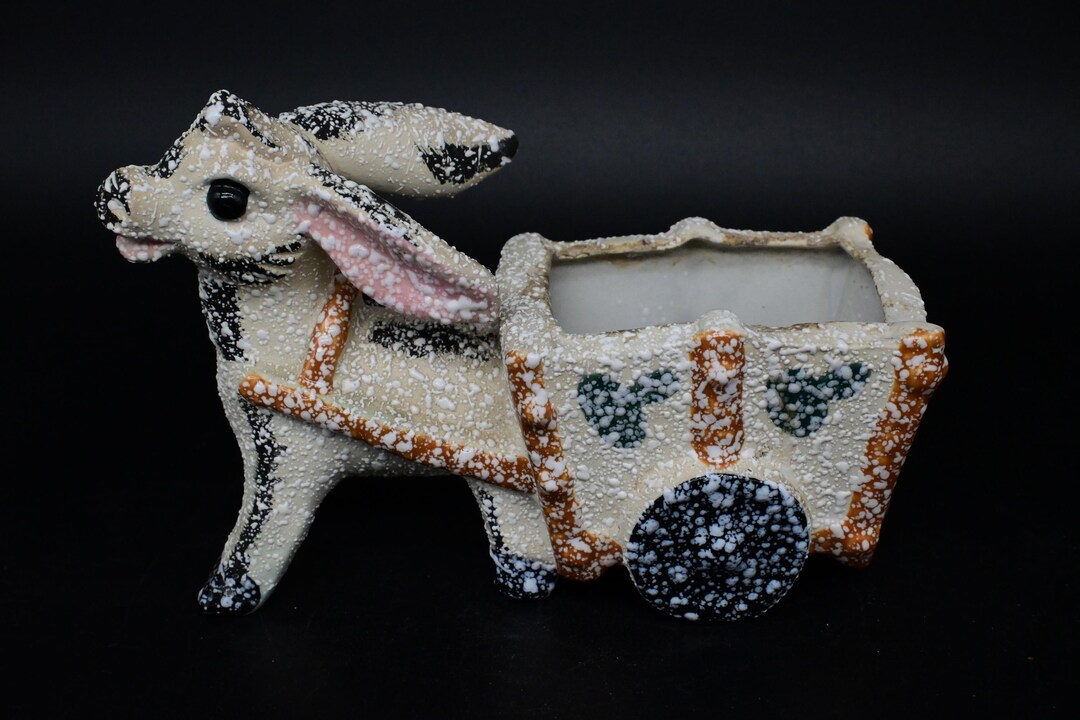 Small Ceramic Rectangular Planter Cart Pulled by a Donkey - Etsy