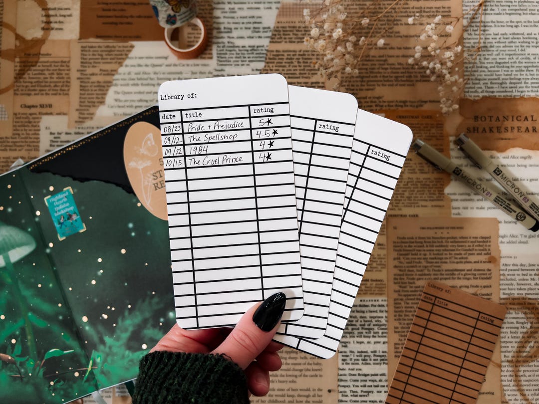 Reading Log Book Tracker, Library Card Bookmark, White 3in X 6in - Etsy