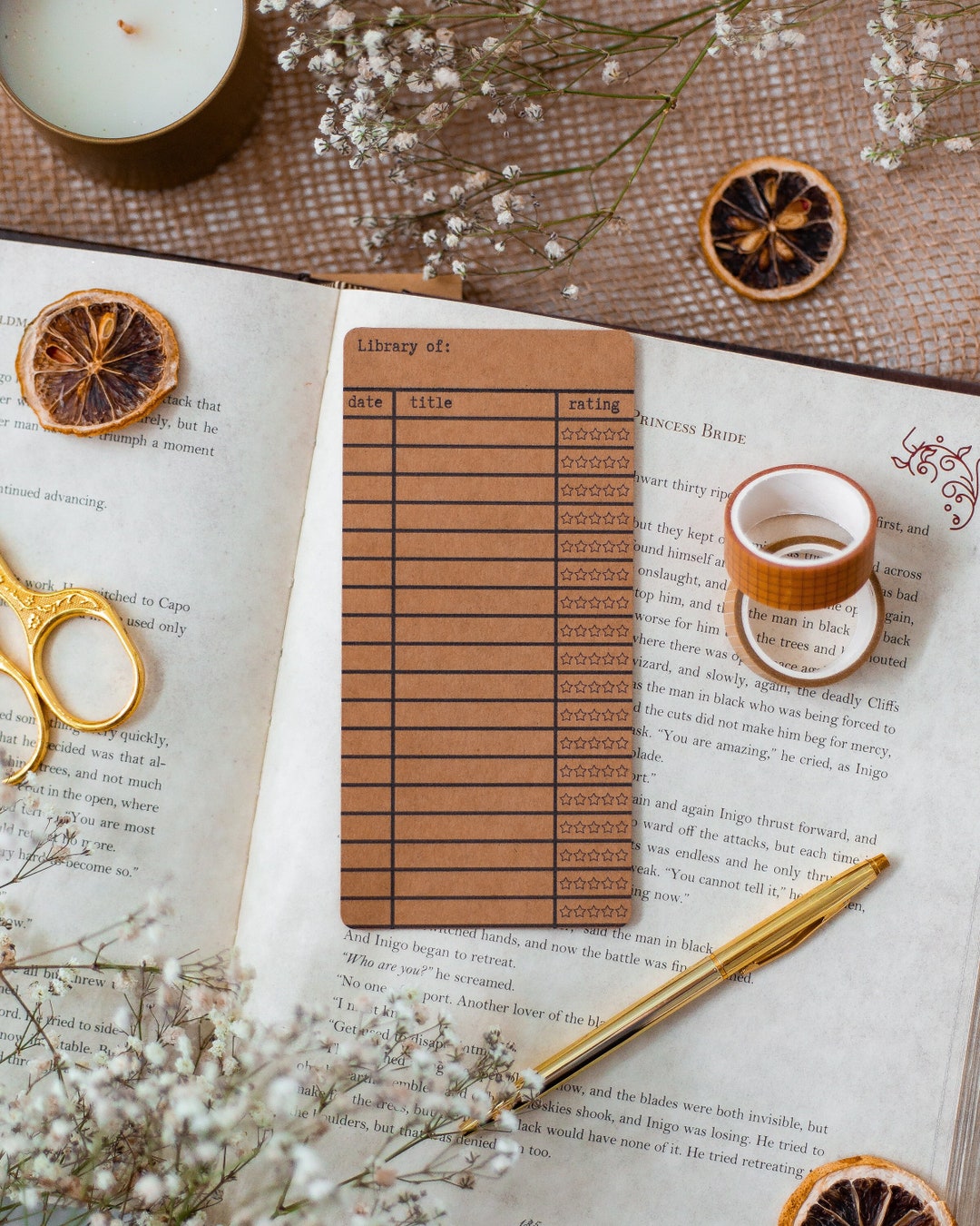Reading Log Book Tracker, Library Card Bookmark, Kraft 3in X 6in - Etsy