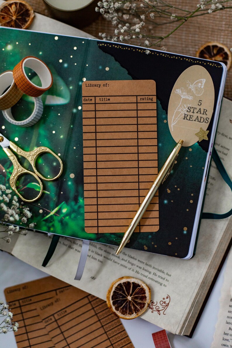 Reading Log Book Tracker, Library Card Bookmark, Kraft 3in X 6in - Etsy