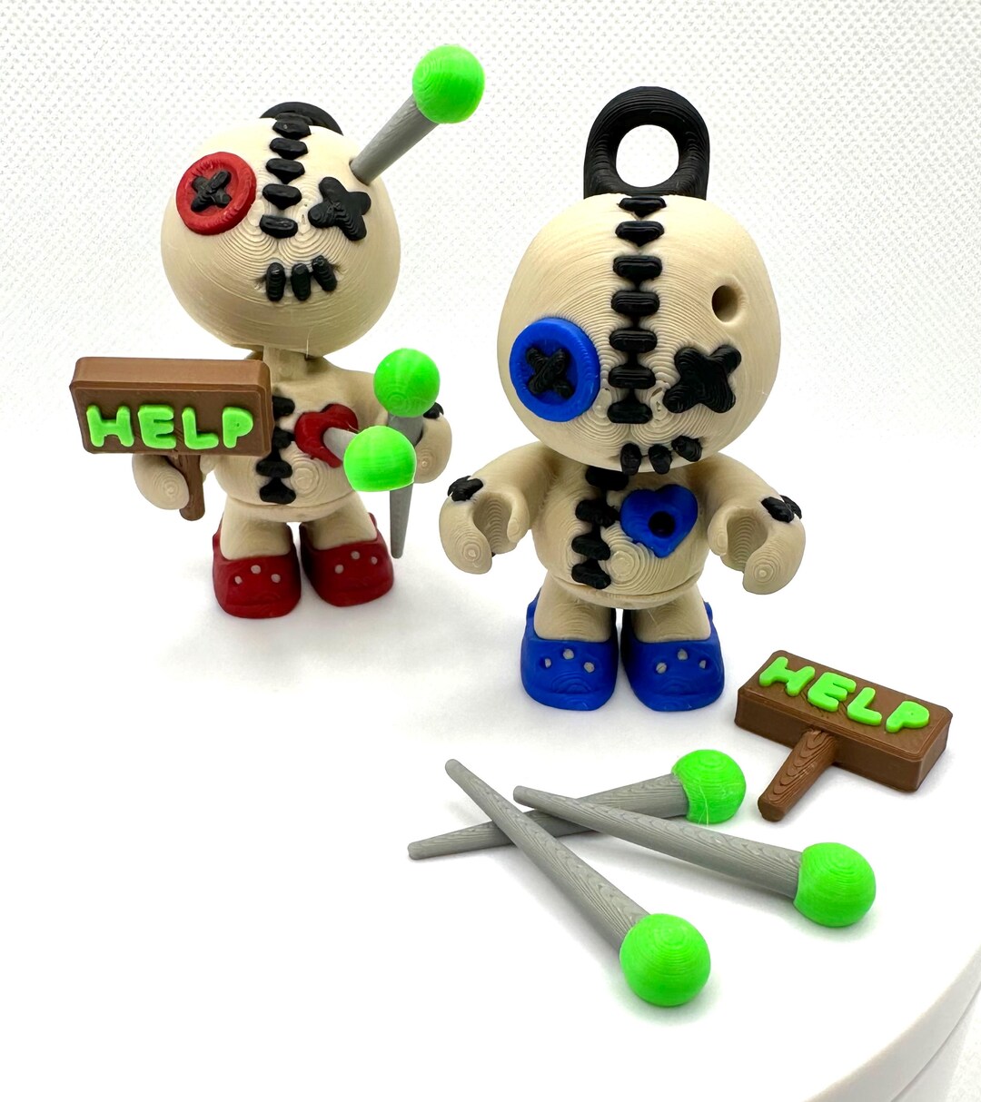 Pair of Voodoo 3D Printed Dolls Keychains With Red & Blue Shoes - Etsy