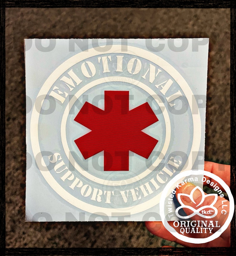 Emotional Support Vehicle Vinyl Decal Outdoors SUV - Etsy