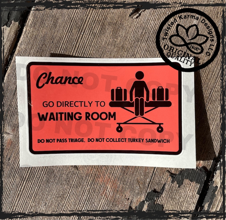 Hospital Waiting Room Sticker, Chance Card, Medical Humor, Emergency ...