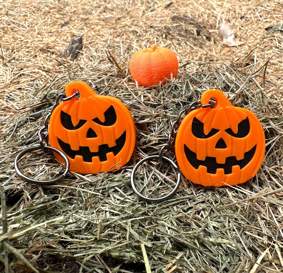 2 Pack 3D Printed Pumpkin Keychains Flat Design Halloween Pumpkin - Etsy