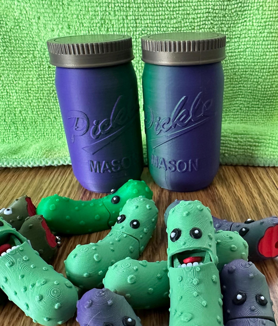 3D Printed Pickles Keychains, Get a Choice of a Pickle Jar W/a Pickle ...