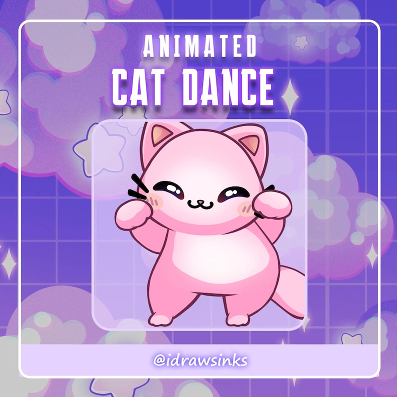 Animated Cat Pink Dance Emotes | Kawaii Twitch & Discord Emote - Etsy