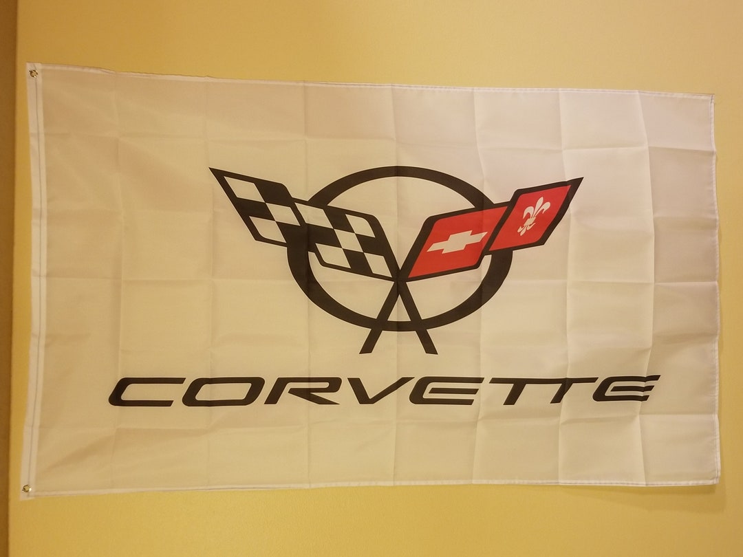White Corvette Cross Flags 3 X 5 Flag #105 - Etsy