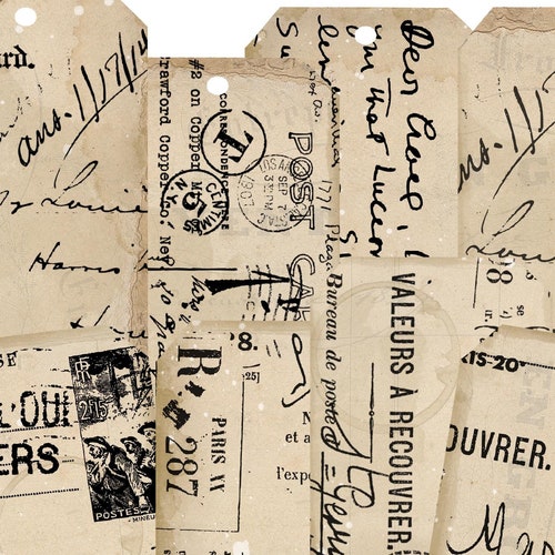 Vintage Postal Tags Digital Printable Grungy Mail Tags - Etsy