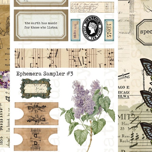 Ephemera Sampler Digital Printable Vintage Ephemera Labels | Etsy