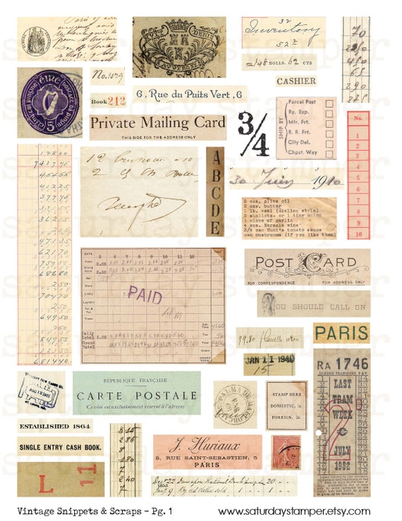 Digital Printable Instant Ticking Stripe Paper Vintage Ephemera Junk ...