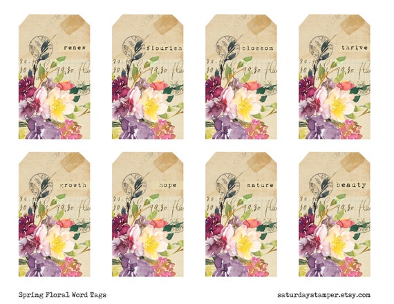 Watercolor Floral Tags Digital Download Printable Gift Tags - Etsy