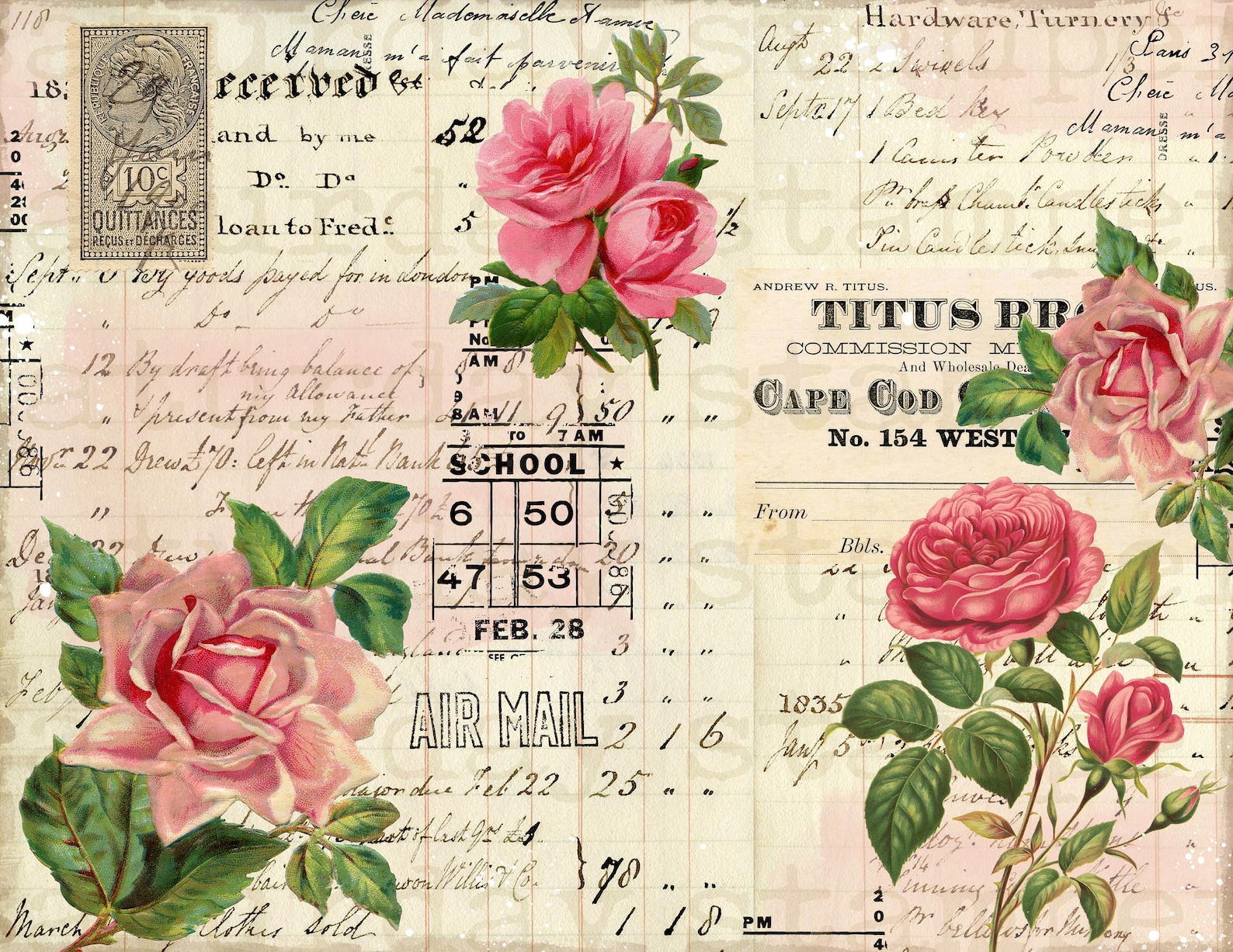 Vintage Roses Journal Papers Shabby Roses Ledger Papers - Etsy