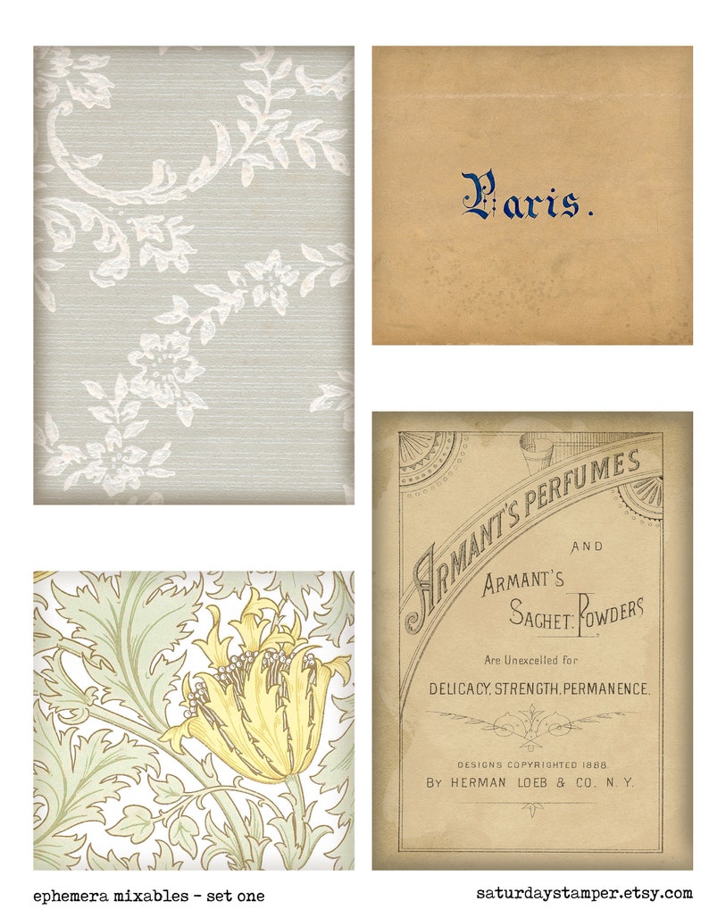 Printable Ephemera Set Digital Printable Vintage Papers | Etsy
