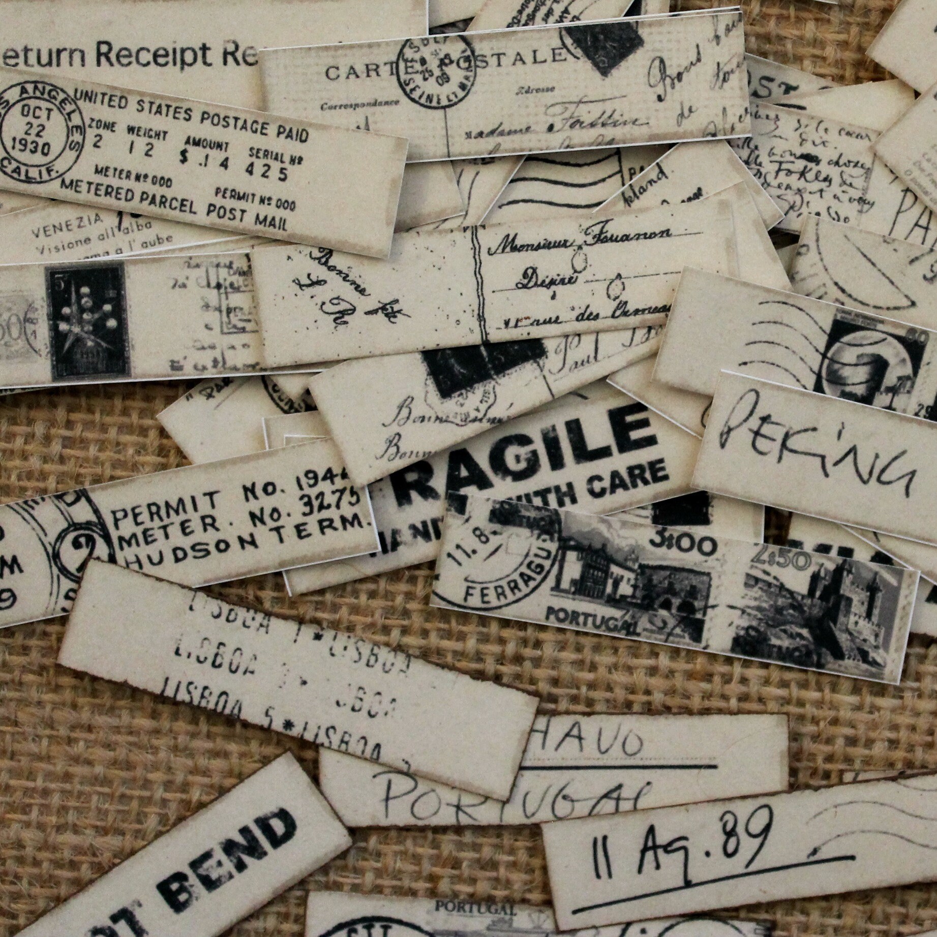 Vintage Mail Labels, Digital Printable, Vintage Ephemera, Labels ...