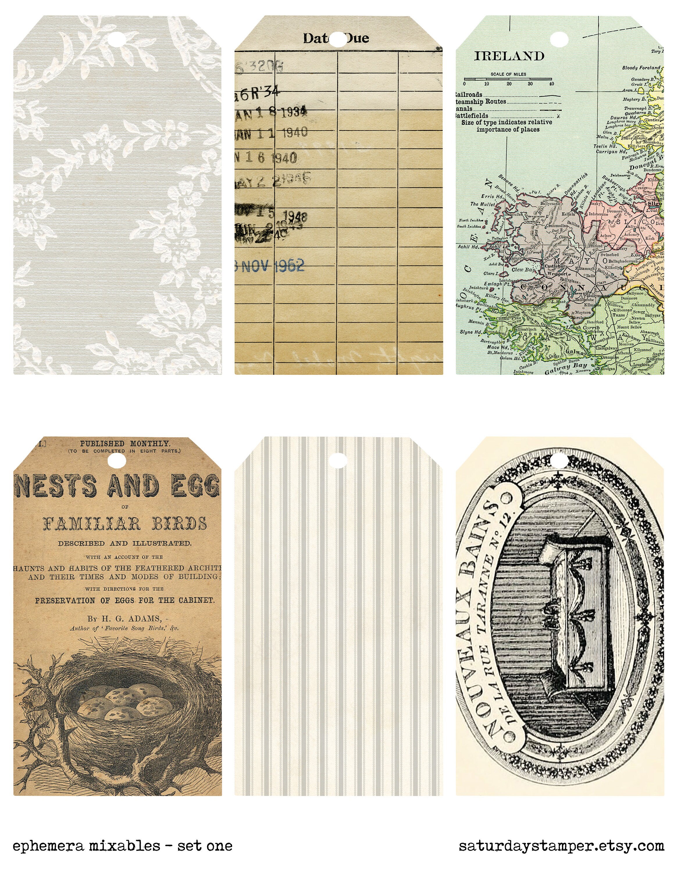 Printable Ephemera Set Digital Printable Vintage Papers - Etsy