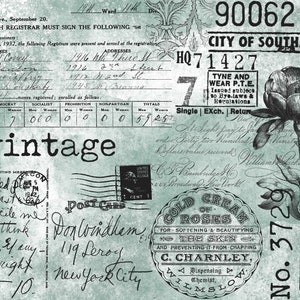 Vintage Collage Papers, Vintage Paper Printable, Vintage Ephemera ...