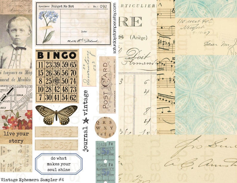 Vintage Ephemera Printable, Instant Download, Ephemera Sampler 4 ...