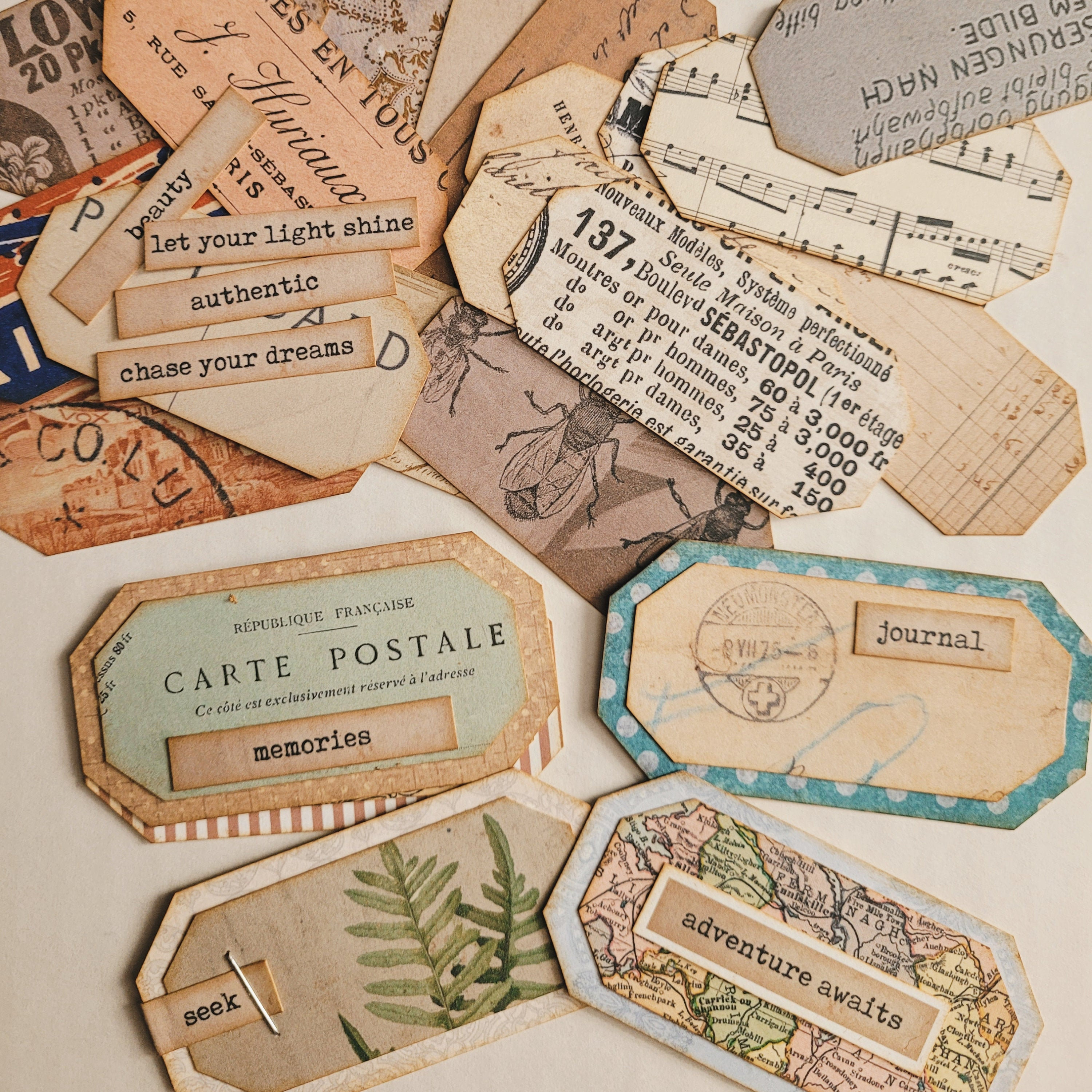 Vintage Ephemera Labels Printable Layering Labels Kit | Etsy Canada