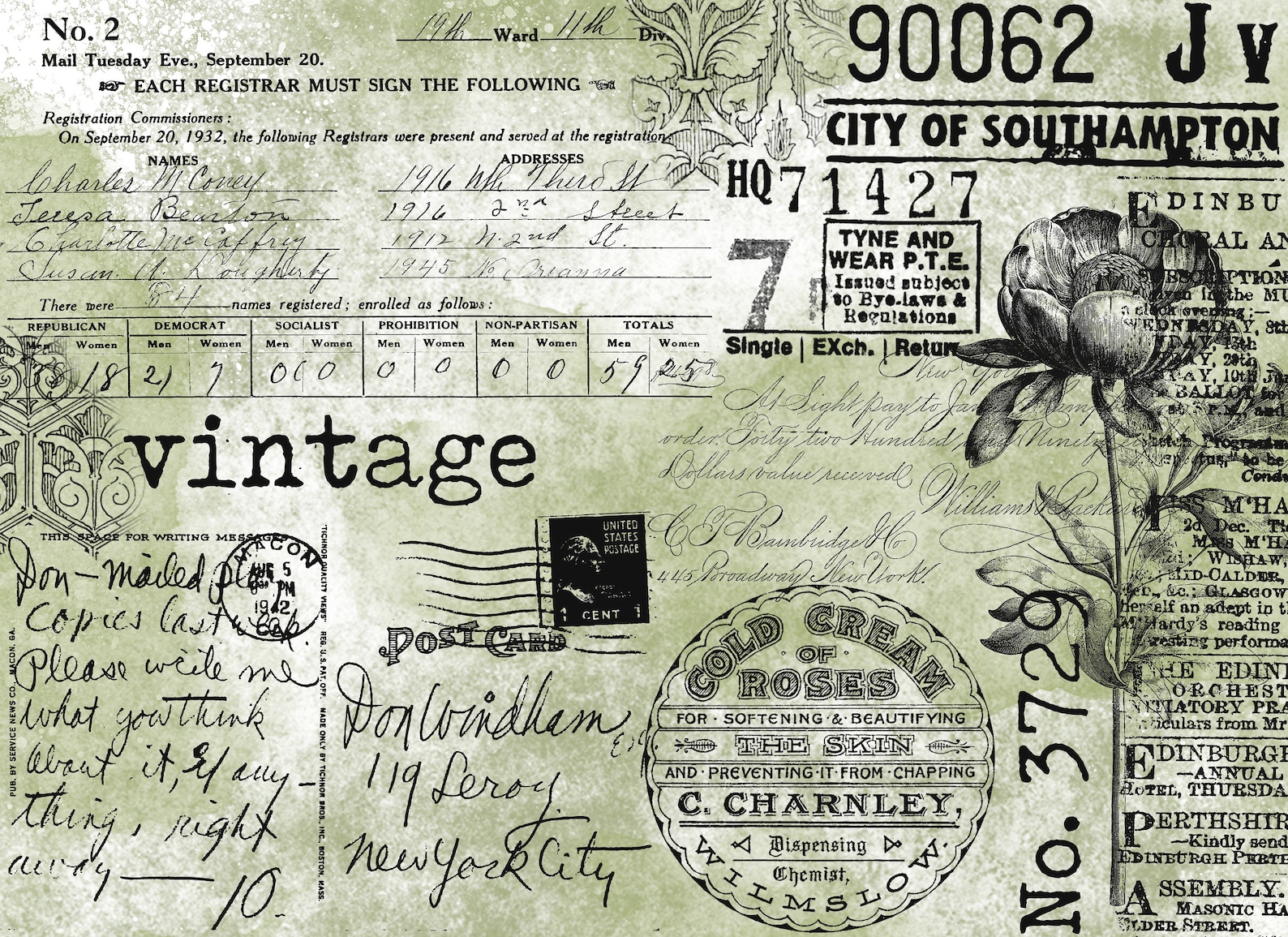 Vintage Collage Papers, Vintage Paper Printable, Vintage Ephemera ...