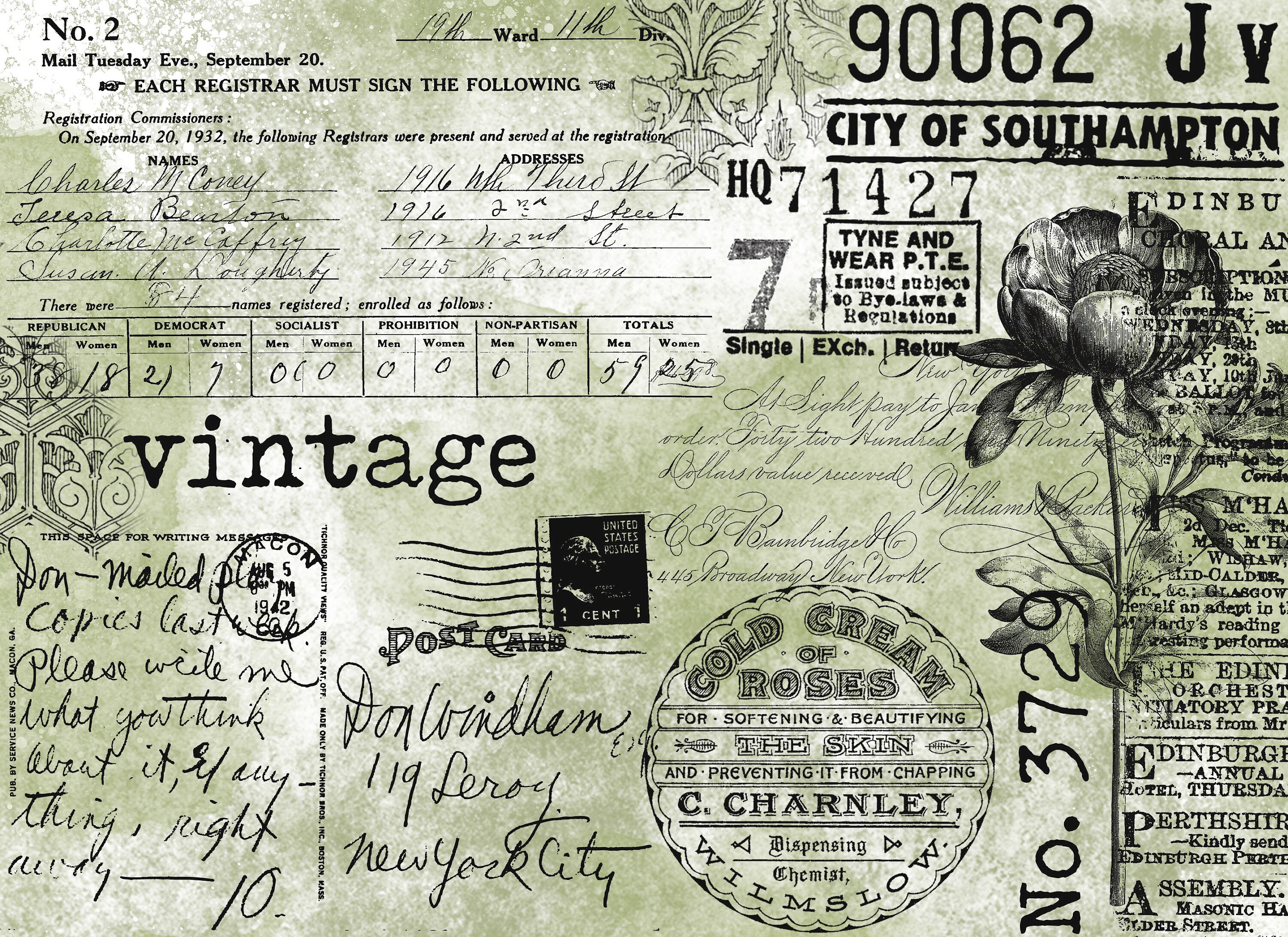 Vintage Collage Papers, Vintage Paper Printable, Vintage Ephemera ...