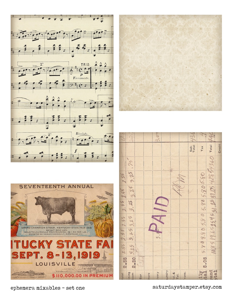 Printable Ephemera Set Digital Printable Vintage Papers | Etsy