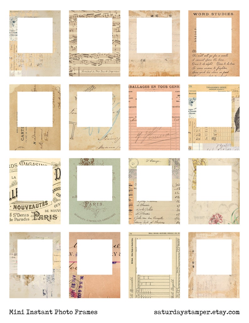Vintage Ephemera Frames Digital Printable Mini Frames Junk | Etsy