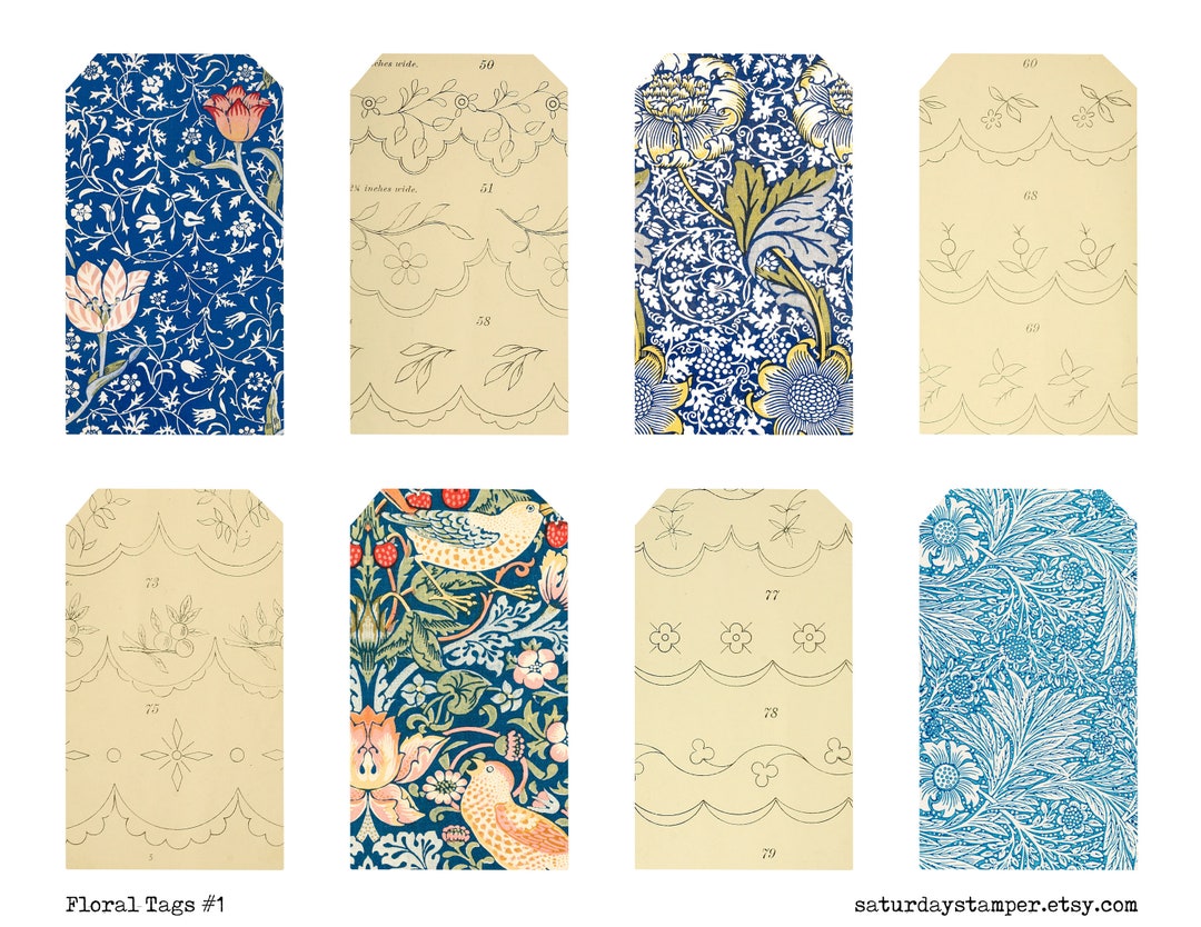 Vintage Floral Tags, Digital Printable, Instant Download, Vintage Tags ...