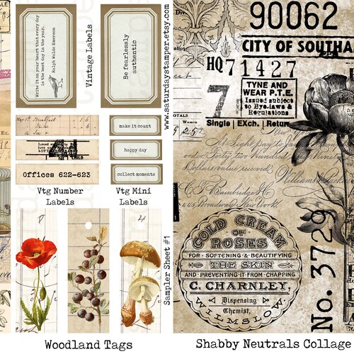 Ephemera Sampler Digital Printable Vintage Ephemera Labels - Etsy