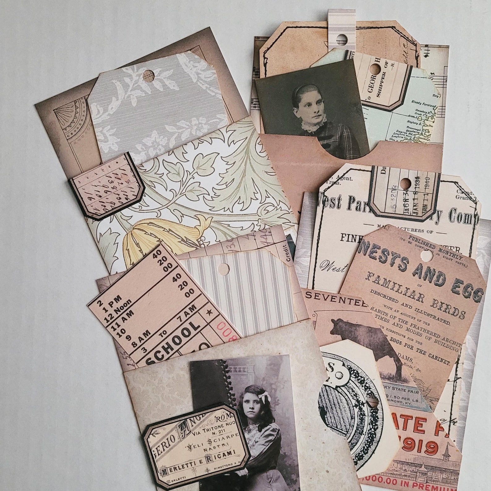 Printable Ephemera Set, Digital Printable, Vintage Papers, Labels ...