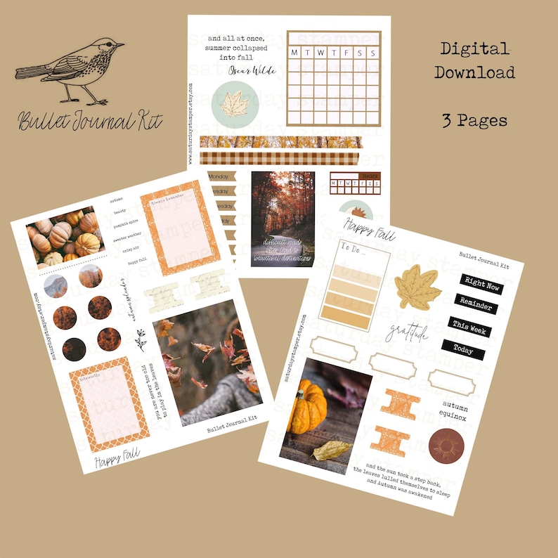 Fall Planner Kit, Bullet Journal Kit, Digital Printable, Printable ...
